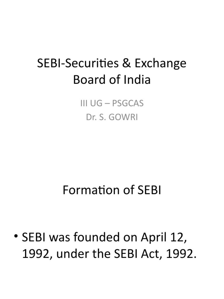 SEBI PPT III BA | PDF | Stocks | Investor