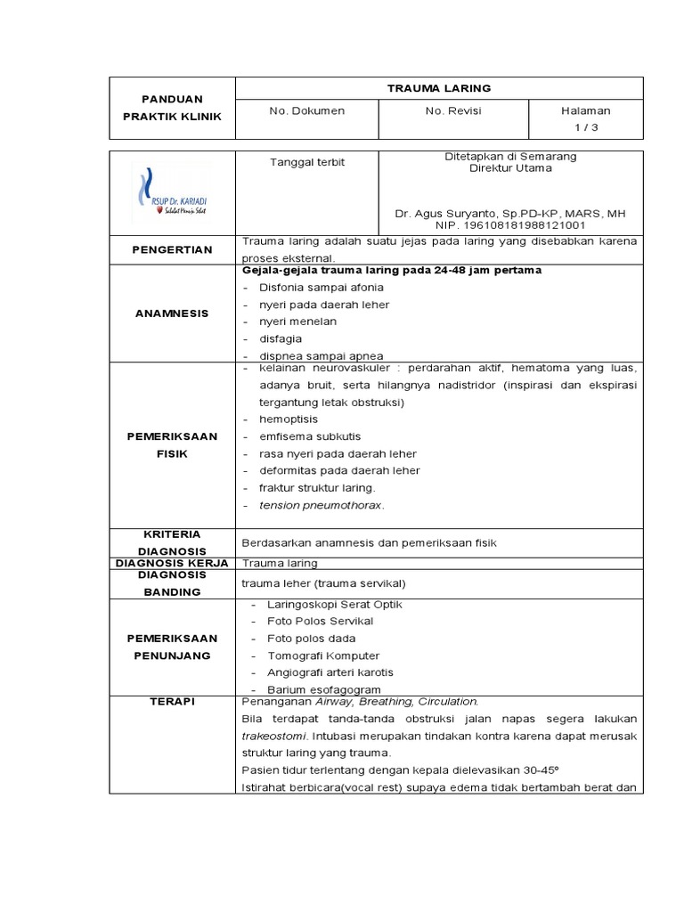 PPK Diagnosis TRAUMA LARING | PDF