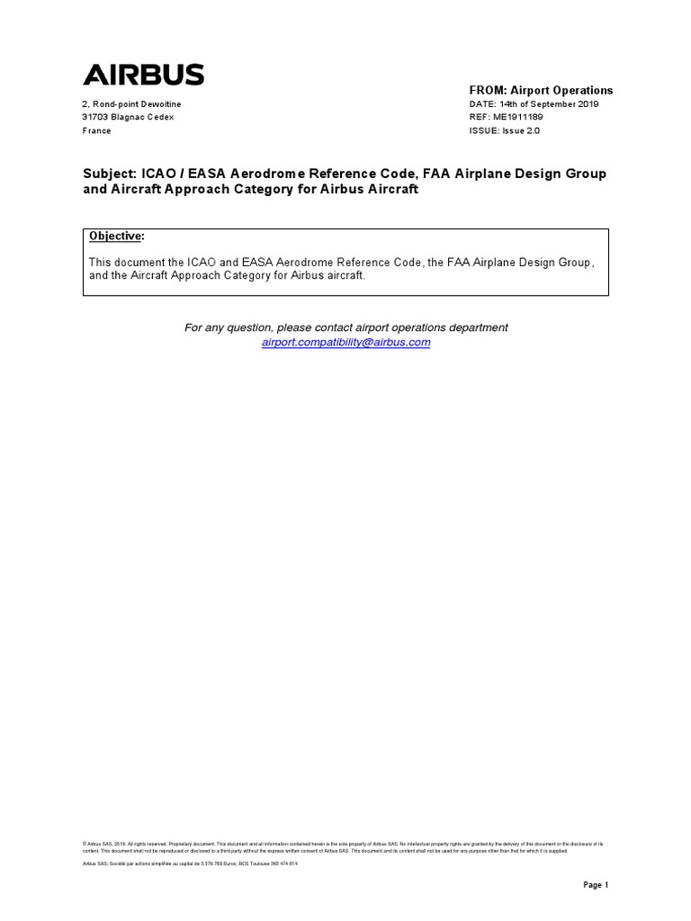 Airbus Commercial Aircraft ICAO ARC FAA ADG App Cat PDF | PDF ...