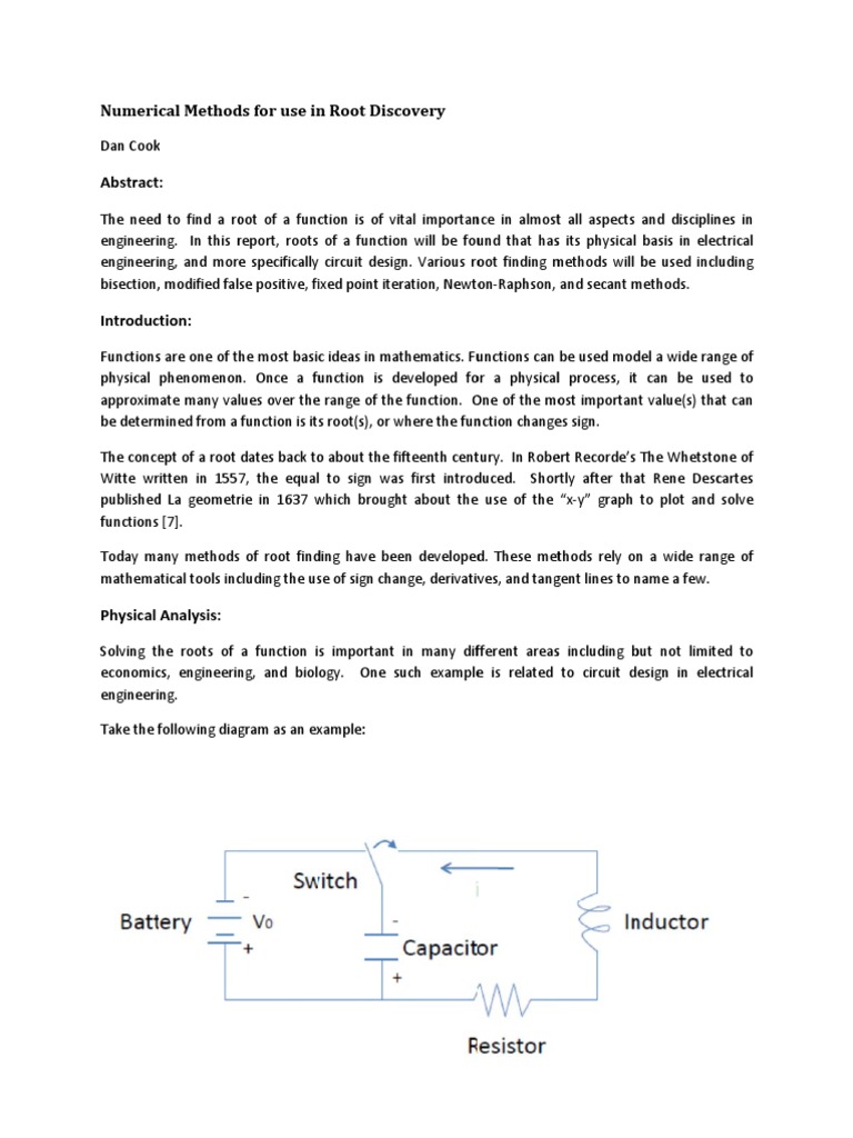 Numerical Methods For Use in Root Discovery | PDF | Electrical Network | Numerical Analysis