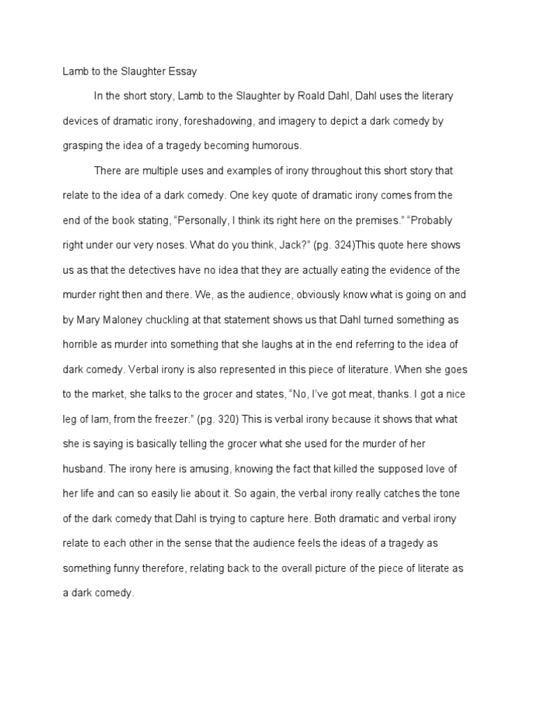 Lamb To The Slaughter Essay | PDF | Irony