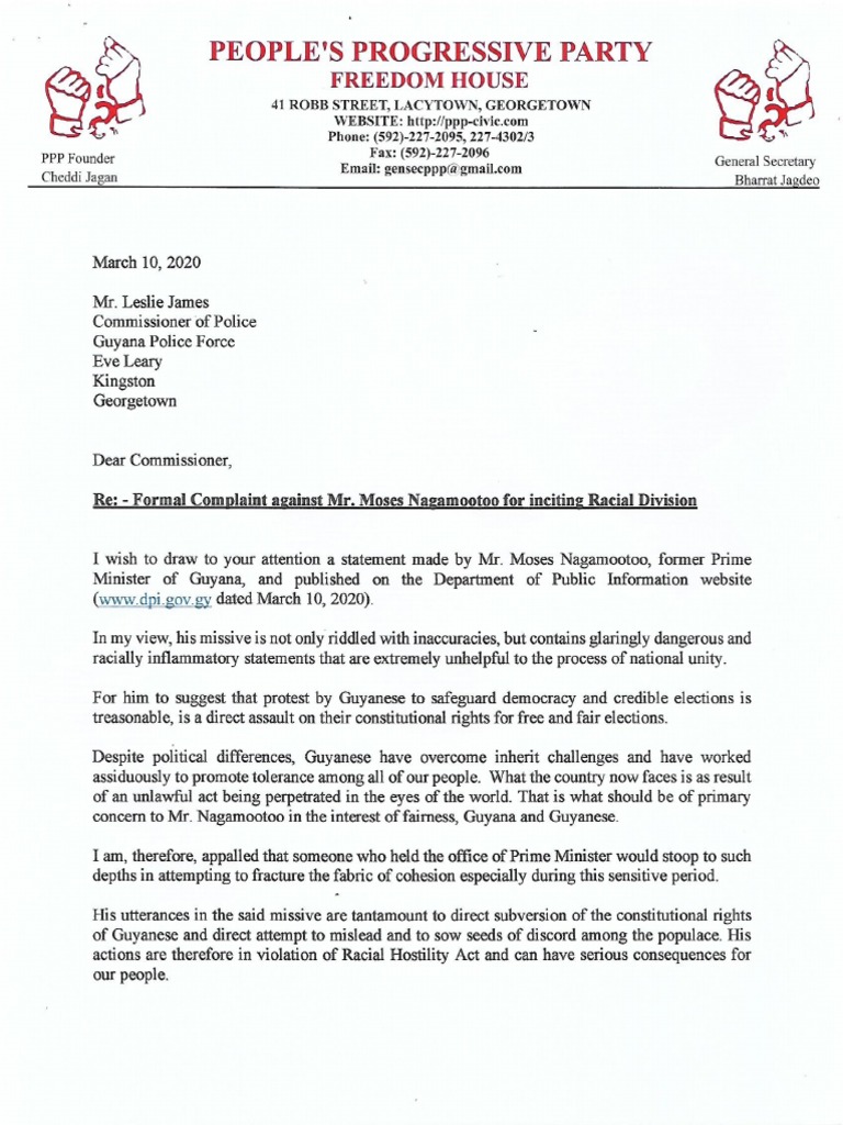 Letter To Commissioner of Police | PDF