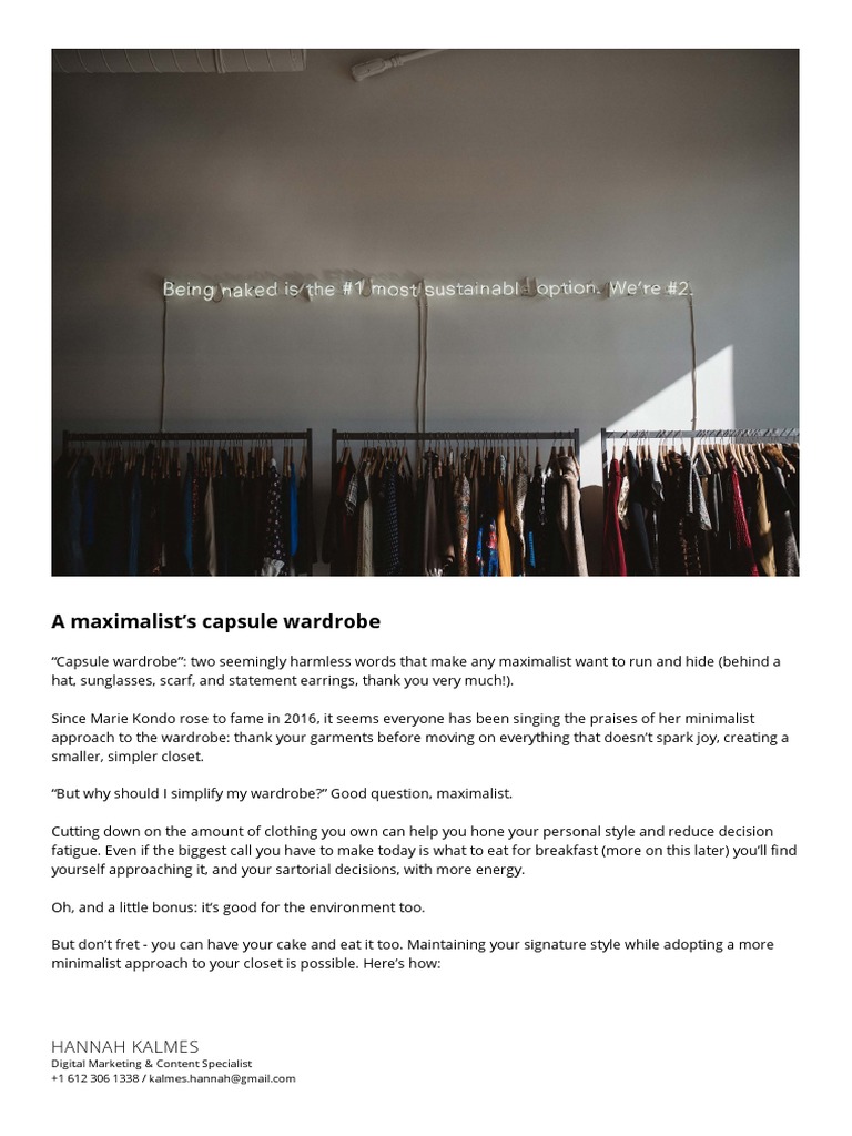 A Maximalist's Capsule Wardrobe | PDF | Clothing | Softlines (Retail)