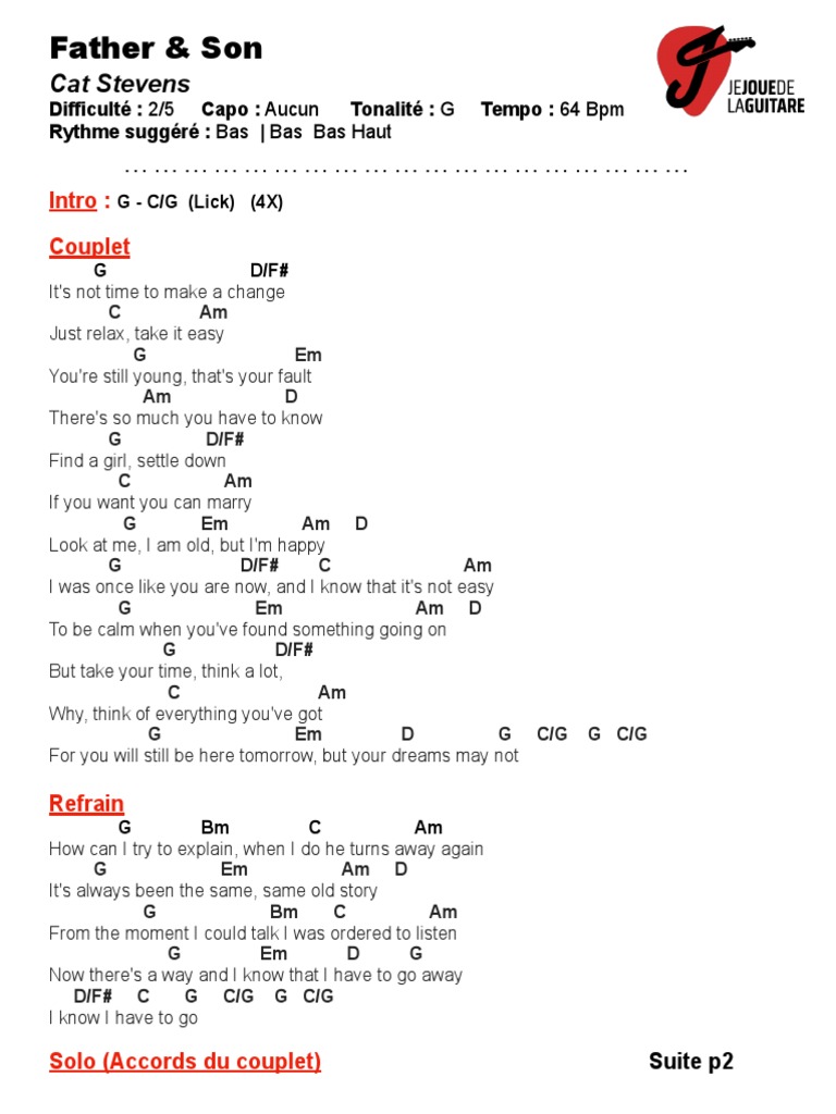 Guitar Chords Father And Son