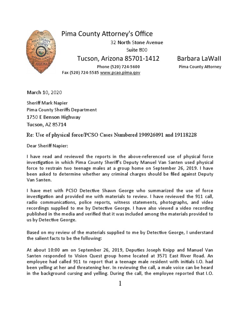 Pima County Use of Force Review | PDF | Burden Of Proof (Law) | Evidence