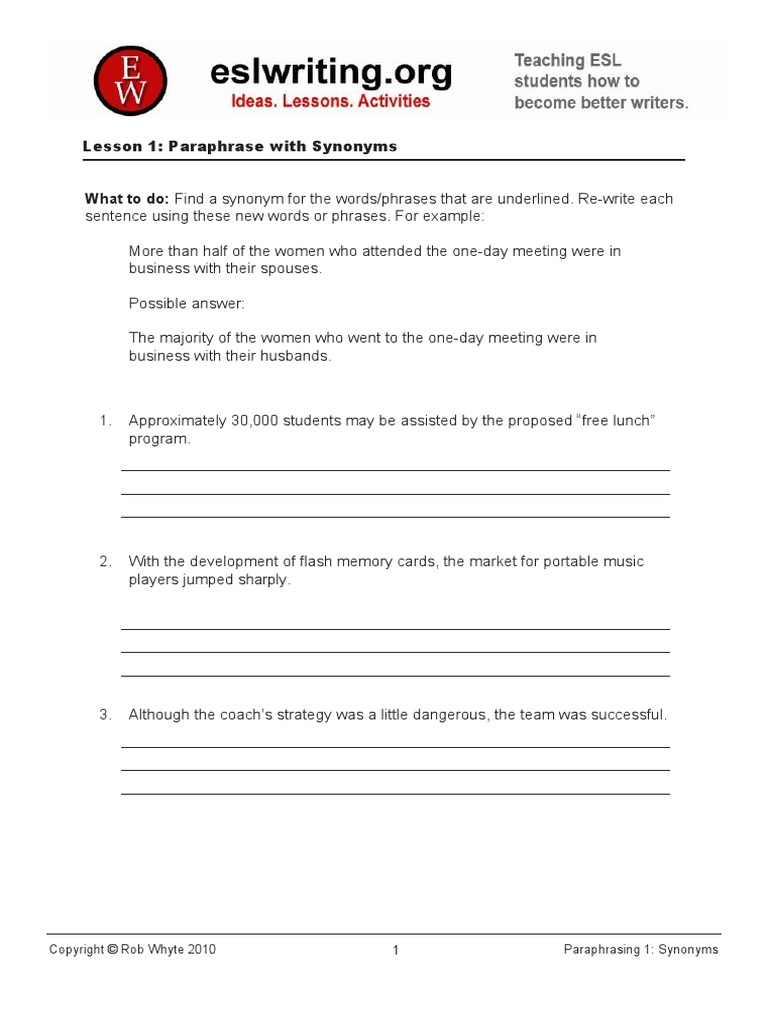 Paraphrase Synonyms C | PDF