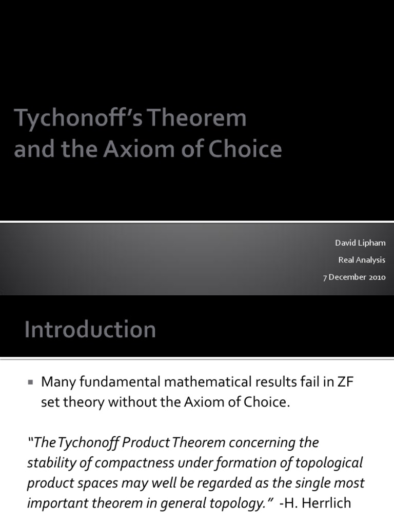 Tychonoff Theorem and Axiom of Choice | PDF | Compact Space | Set (Mathematics)