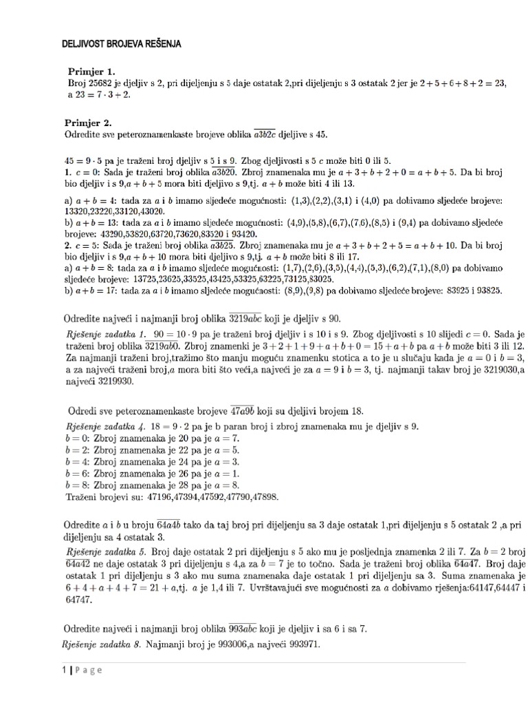Deljivost Brojeva Resenja | PDF