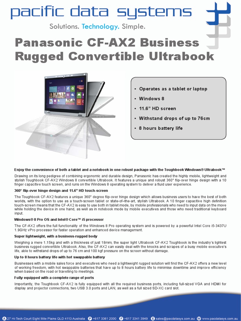Panasonic Toughbook CF-AX2 - PacificDataSystems - CF-AX2 | PDF ...