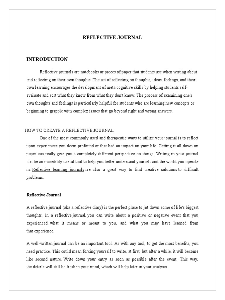 Reflective Journal | PDF | Thought | Reason