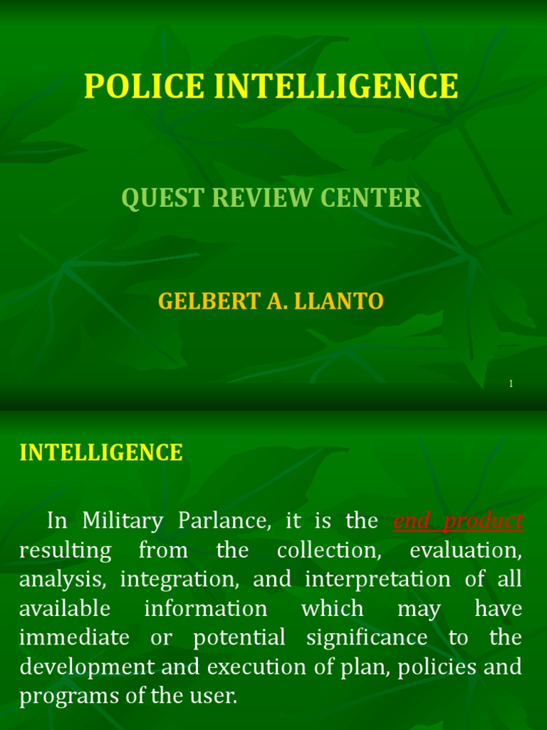 Police Intelligence | PDF | Classified Information | Espionage