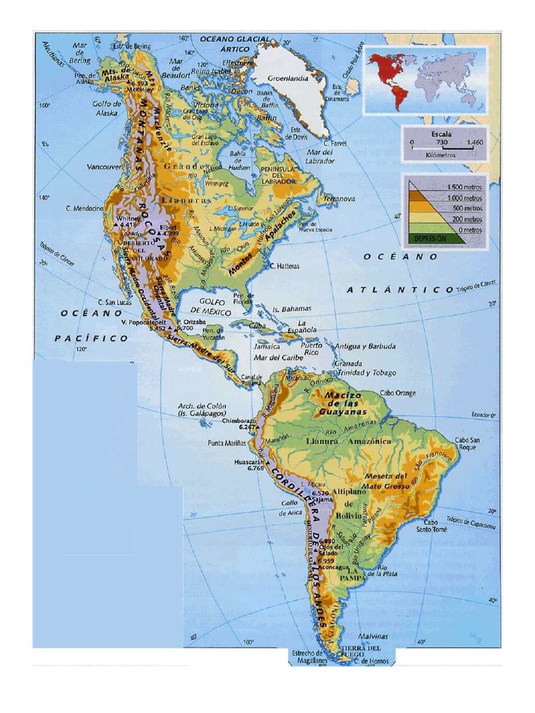 Mapa Fisico de America | PDF
