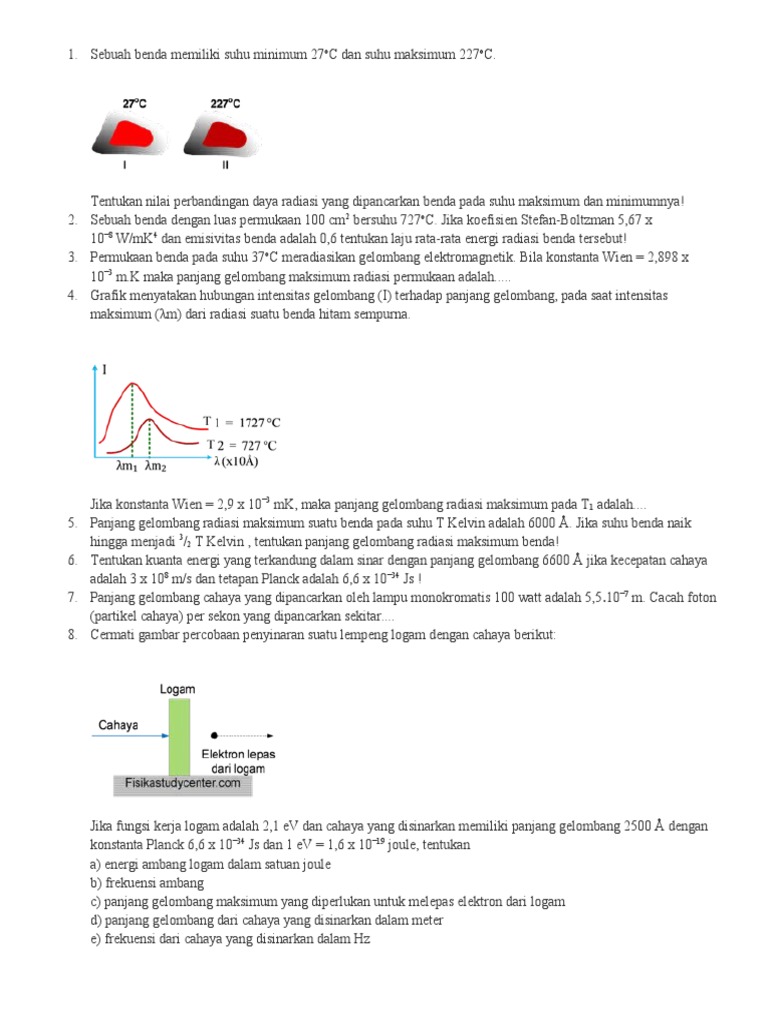 Sebuah Benda Memiliki Suhu Minimum 27oc Dan Suhu Maksimum 227oc | PDF