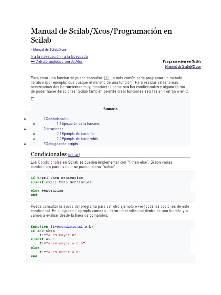 Manual de Scilab | PDF | Ingeniería de software | Programación de computadoras