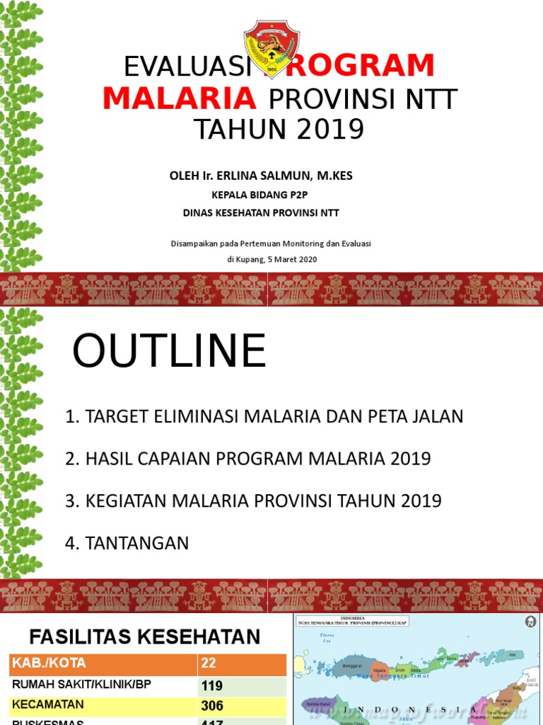 Evaluasi Program Malaria Provinsi NTT Tahun 2019 Materi Kabid P2P | PDF