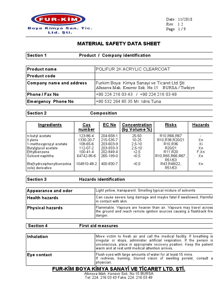 Polifur Acrylic Clearcoat v1 - 2 PDF | PDF | Fires | Physical Sciences