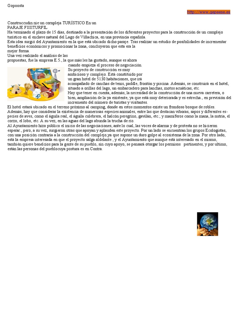 Juego Role Complejo Turistico | PDF | Turismo | Naturaleza