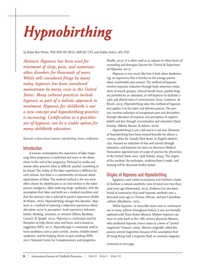 Hypnobirthing | PDF | Hypnotherapy | Hypnosis