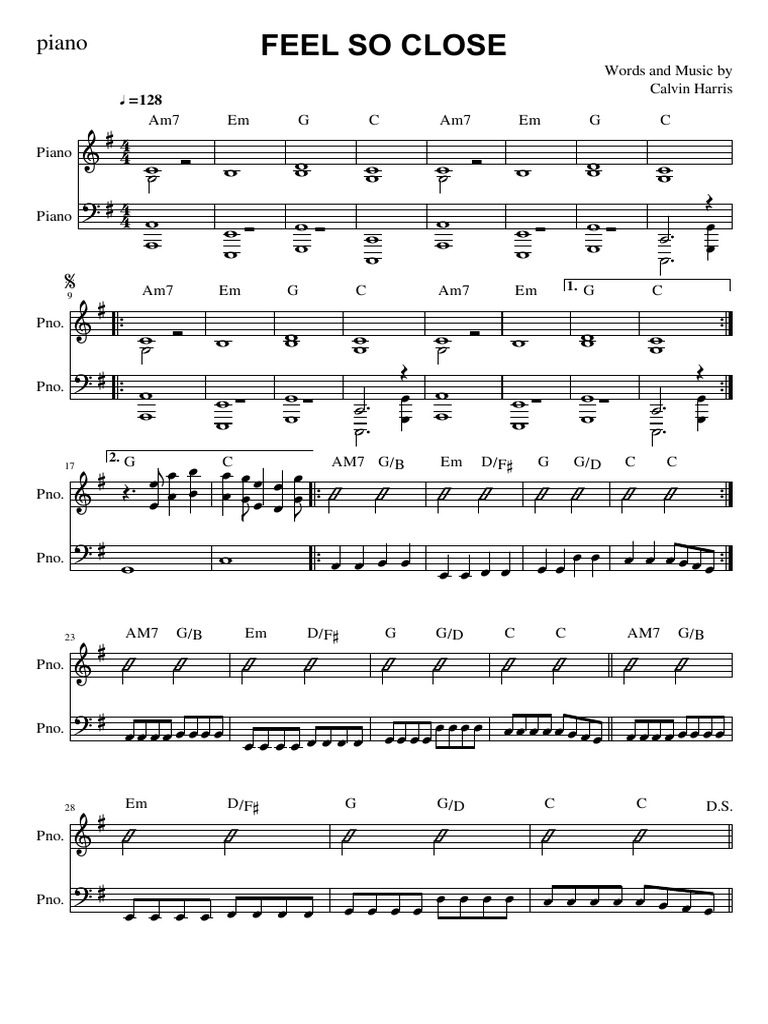 Feel So Close - Piano | PDF