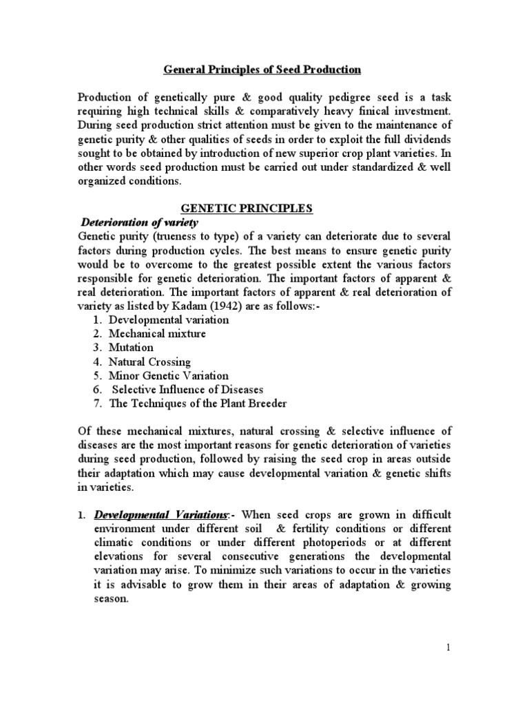 Principles of Seed Production | PDF | Sowing | Plant Breeding