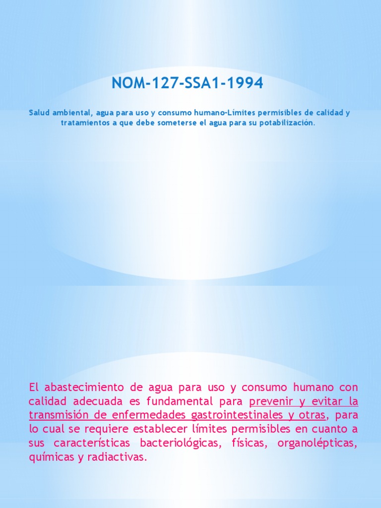 Nom 127 Ssa1 1994 | PDF | Agua potable | Ósmosis
