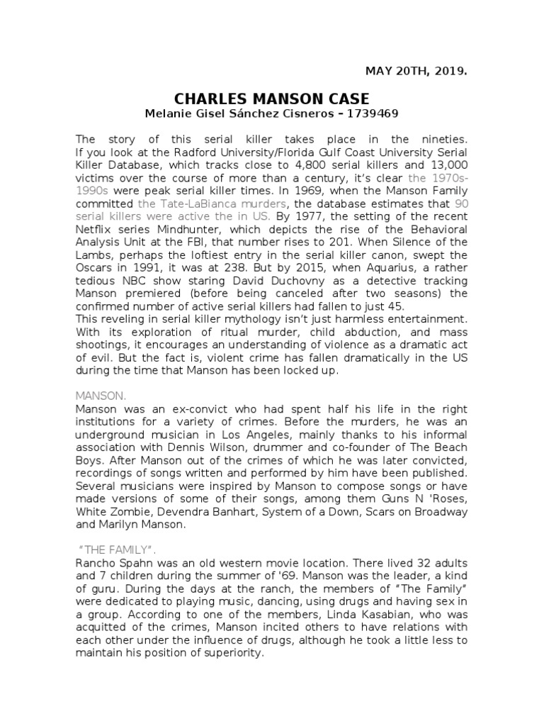 Charles Manson History | PDF | Serial Killer | Crime Thriller
