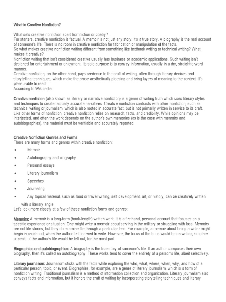 Creative Nonfiction Explained | PDF | Creative Nonfiction | Poetry