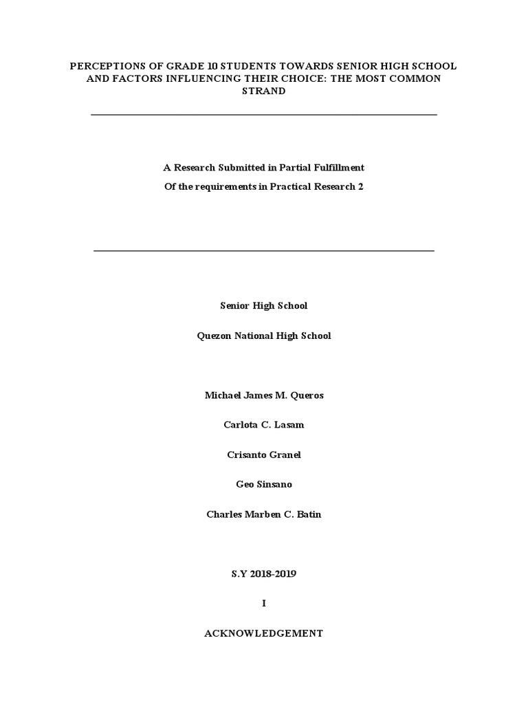 Grade 10 Students' Perceptions on Strands | PDF | Data Analysis ...