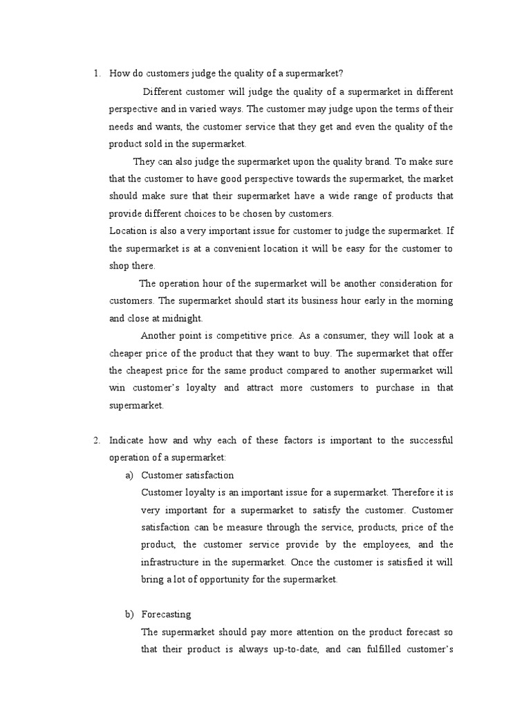 Case Study | PDF | Supermarket | Customer