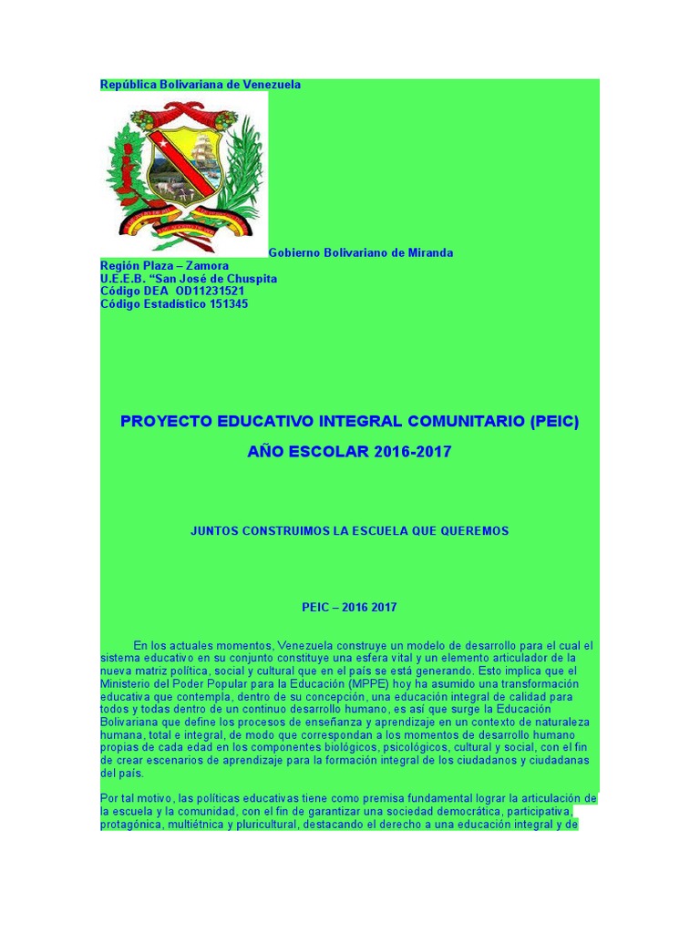 Modelo de Peic | PDF | Educación primaria | Aprendizaje