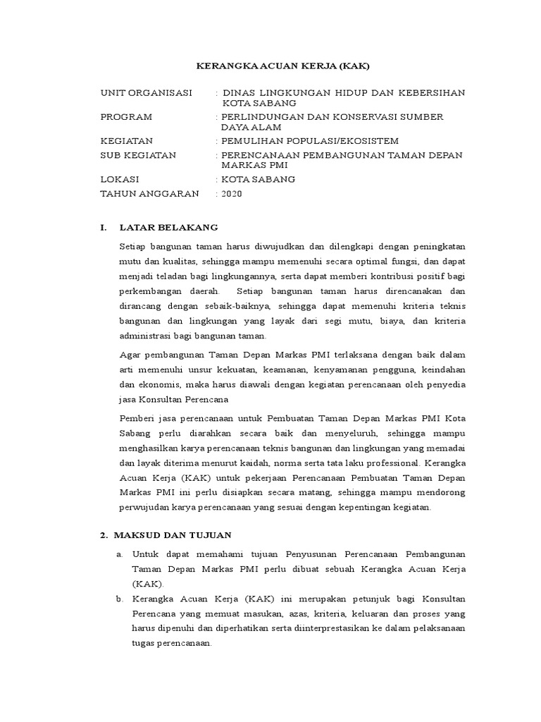 KAK Perencanaan Taman | PDF