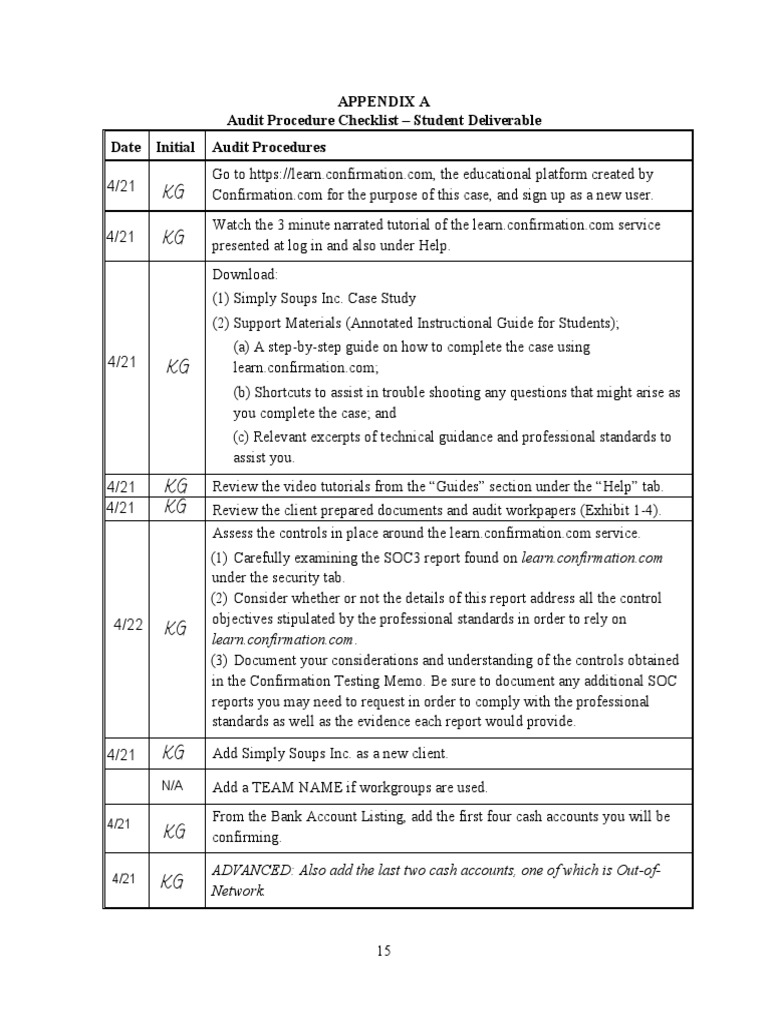 Audit Deliverables For Simply Soups PDF | PDF | Deposit Account | Banks