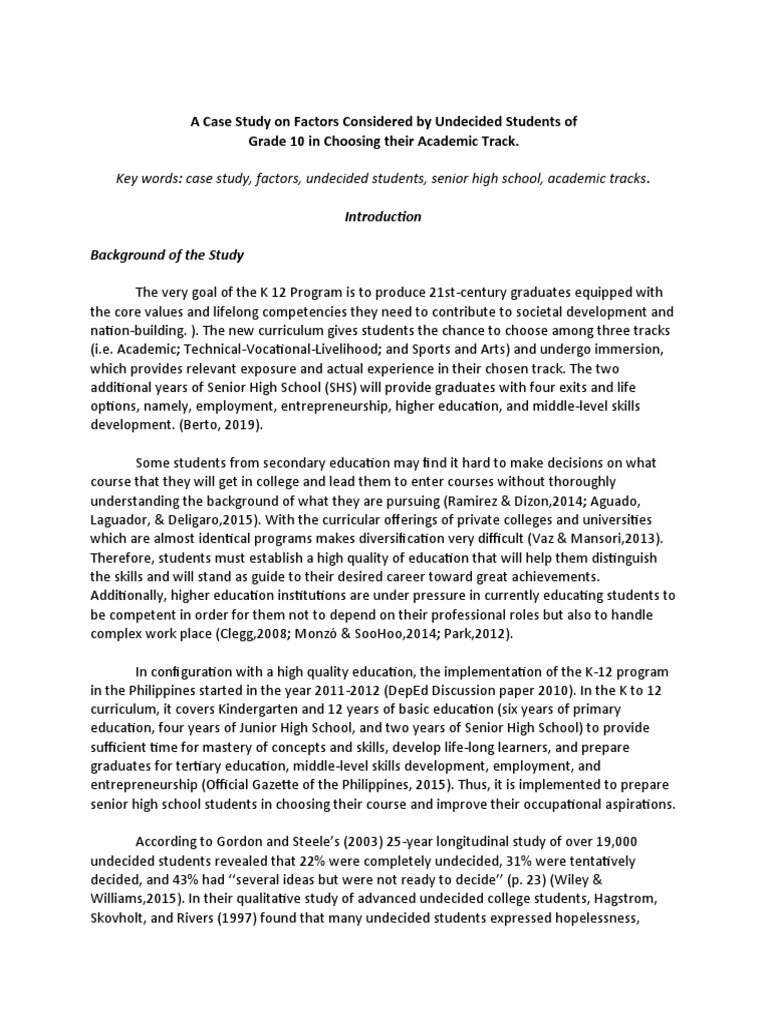 A Case Study On Factors Considered by Undecided Students of | PDF ...