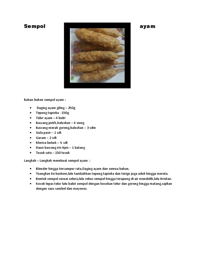 Resep Sempol Ayam Praktis dan Enak | PDF