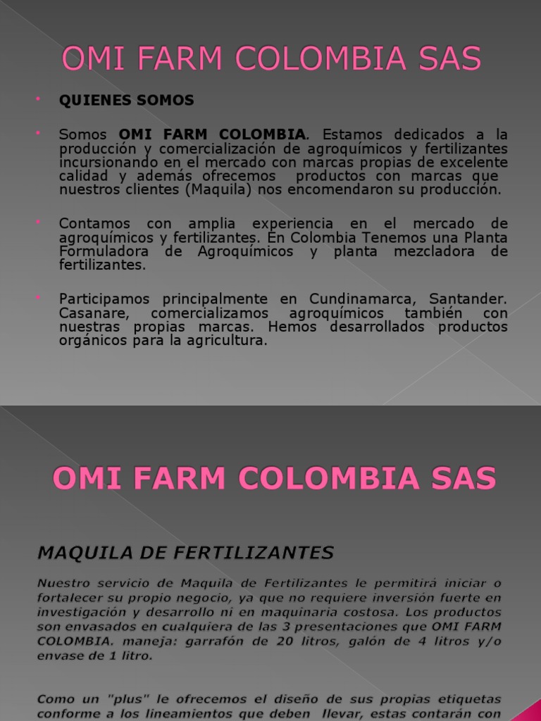 Omi Farm Colombia Corporativa. Avisos Video | PDF | Calidad (comercial ...
