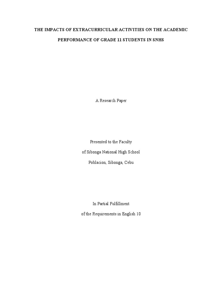 Impact of Extracurriculars on Grade 11 Performance | PDF ...