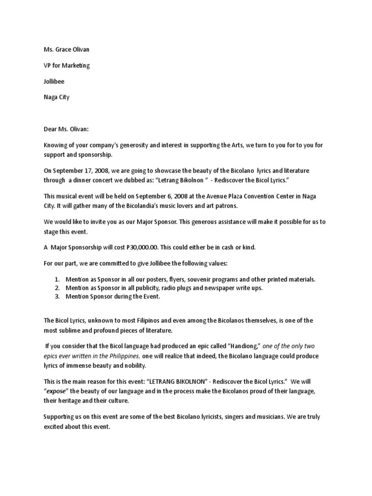 Letter To Jollibee PDF