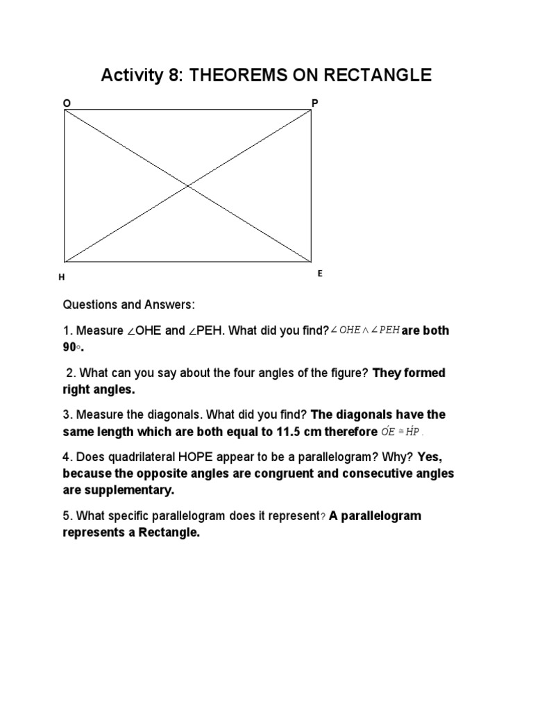 Answer Key On Activity On Grade 9 Mathematics | PDF | Rectangle | Euclid
