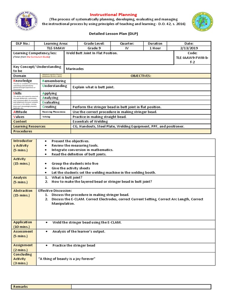 Grade 10 DLP (6th) | PDF | Welding | Construction