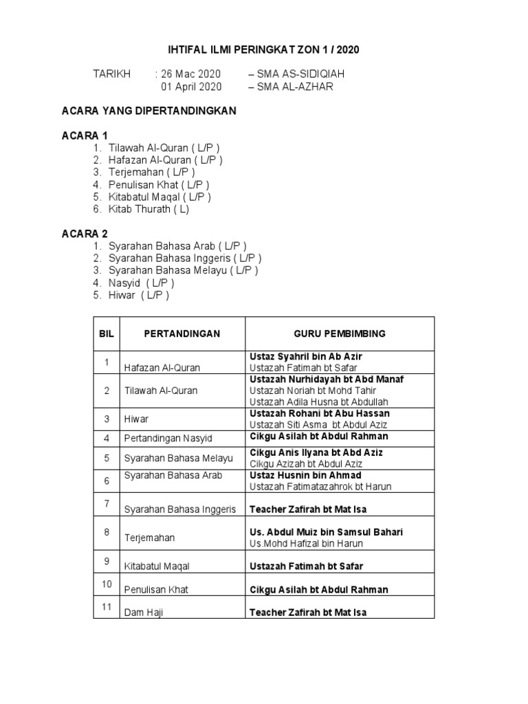 Acara Pertandingan | PDF