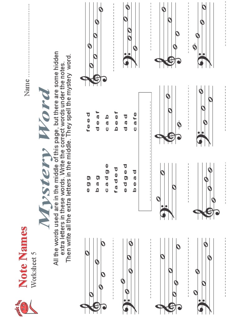 Note Naming Worksheets for 3rd Grade | PDF