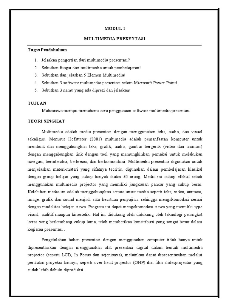 Elemen dan Fungsi Multimedia Presentasi | PDF