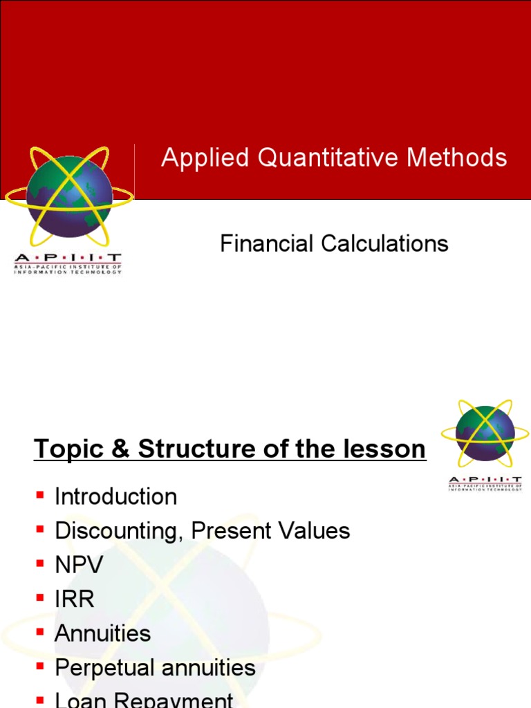 Applied Quantitative Methods: Financial Calculations | PDF | Net ...