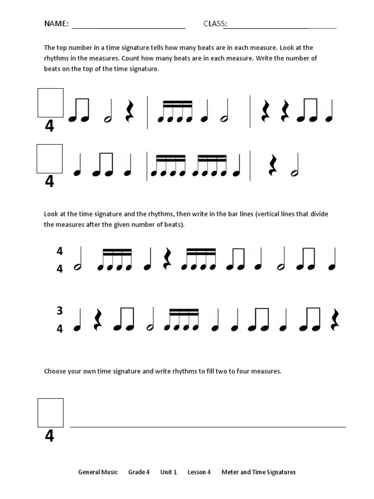 Time Signature Worksheet