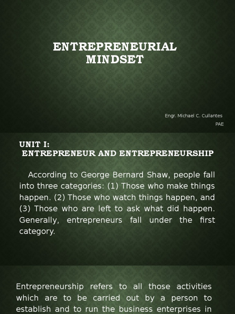 Entrepreneurial Mindset Essentials | PDF | Entrepreneurship | Business