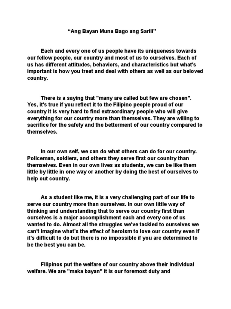 Ang Bayan Muna Bago Ang Sarili | PDF