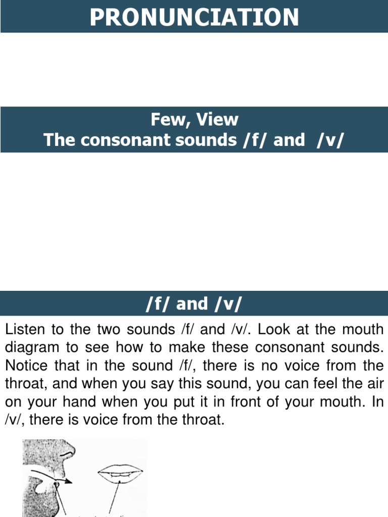 F and V Sounds: Pronunciation Guide | PDF | Human Voice | Sound