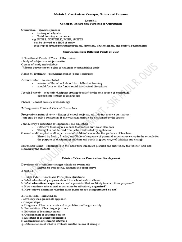 Curriculum Concepts and Development Overview | PDF | Curriculum | Learning