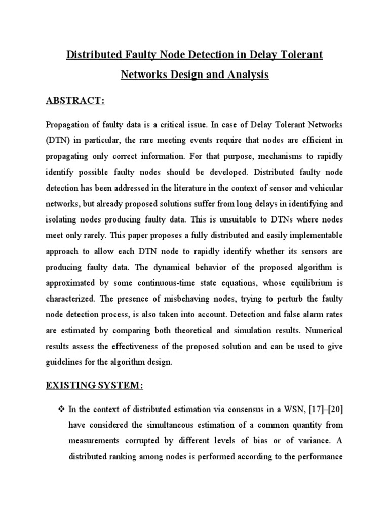 Distributed Faulty Node Detection in Delay Tolerant Networks Design and Analysis | PDF ...