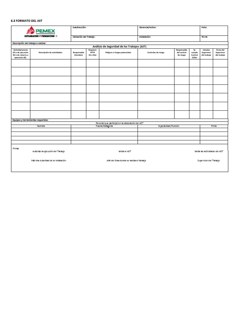 Formato de Análisis de Seguridad (AST) | PDF